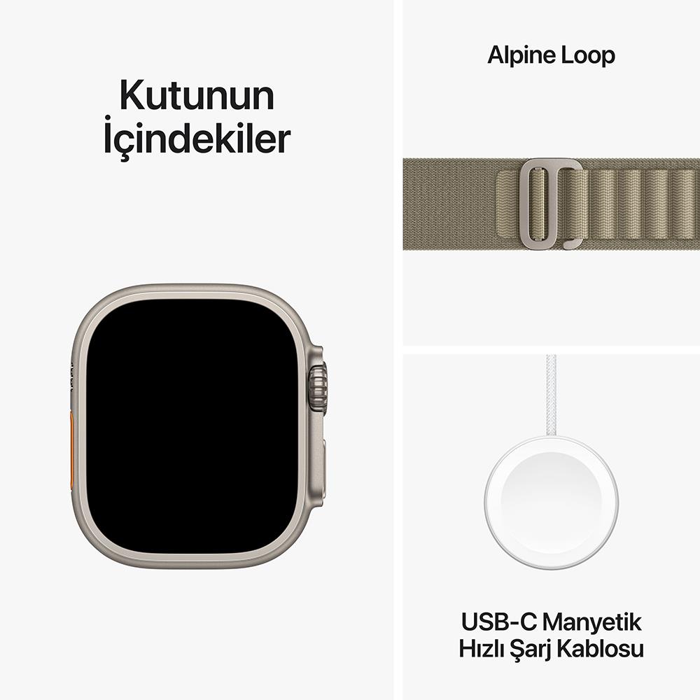 Apple Watch Ultra 2 GPS + Cellular, 49mm Titanium Olive Alpine Loop - S ...