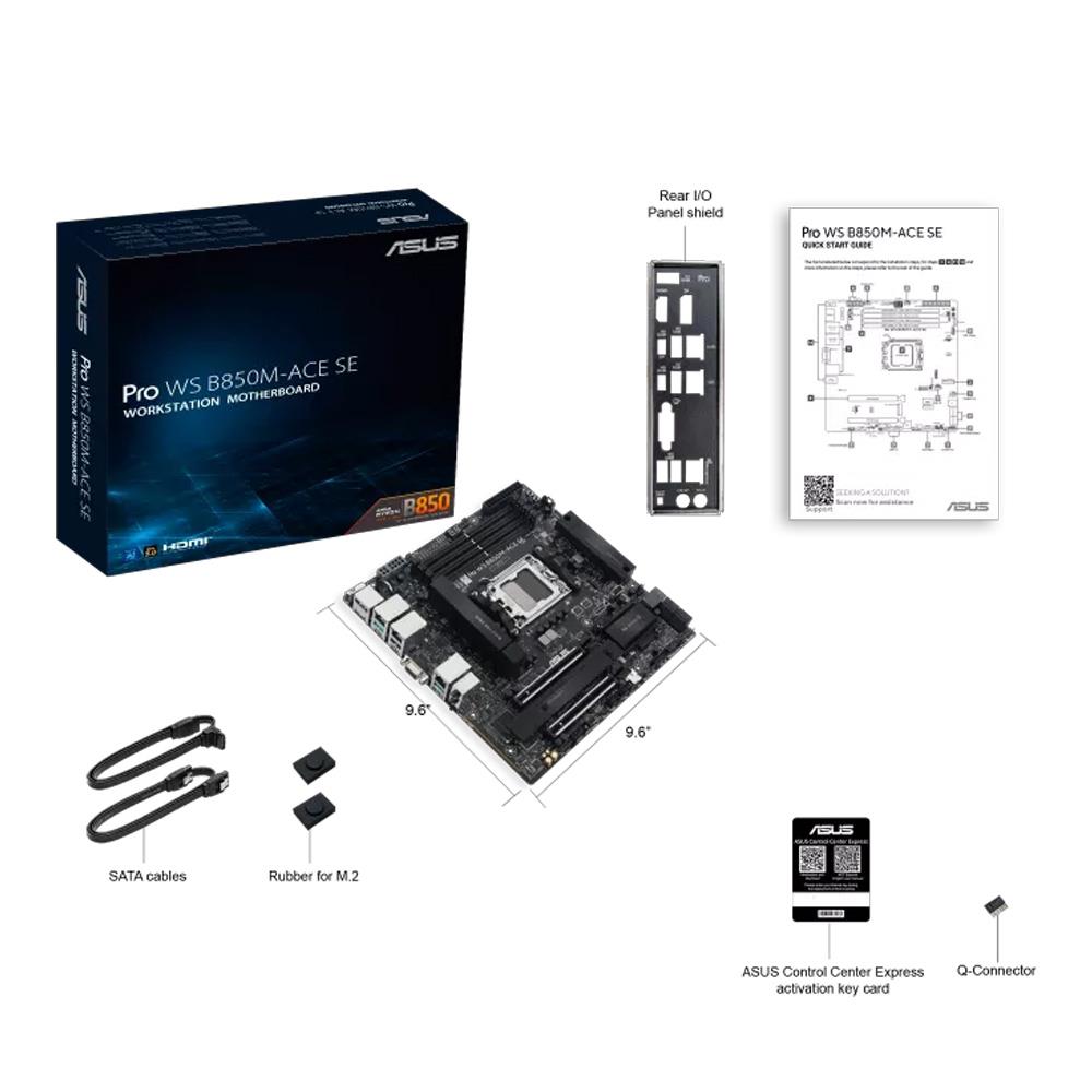 ASUS PRO WS B850M-ACE SE AMD B850 Soket AM5 DDR5 8000MHz(OC) M.2 ...