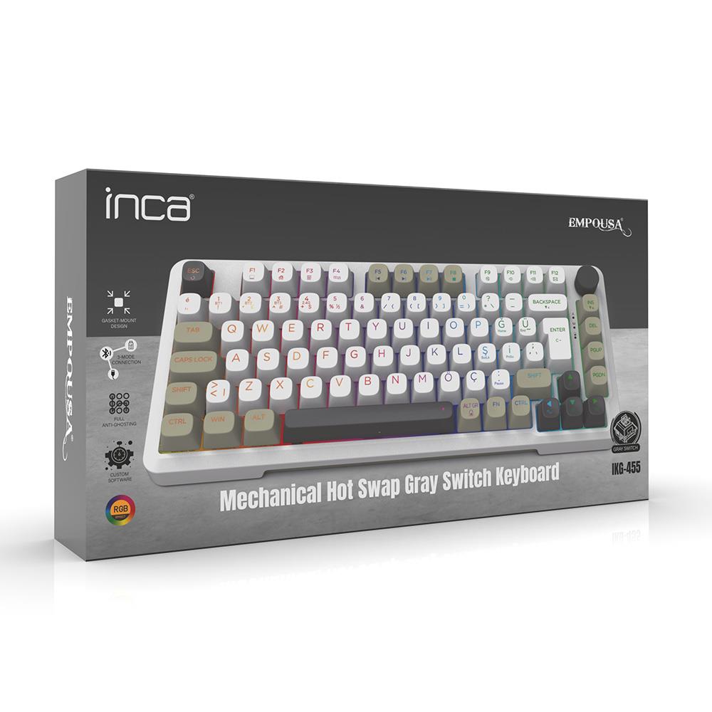 INCA IKG-455 EMPOUSA GASKET GRAY SWITCH RGB MEKANIK GAMING KLAVYE-BEYAZ ...