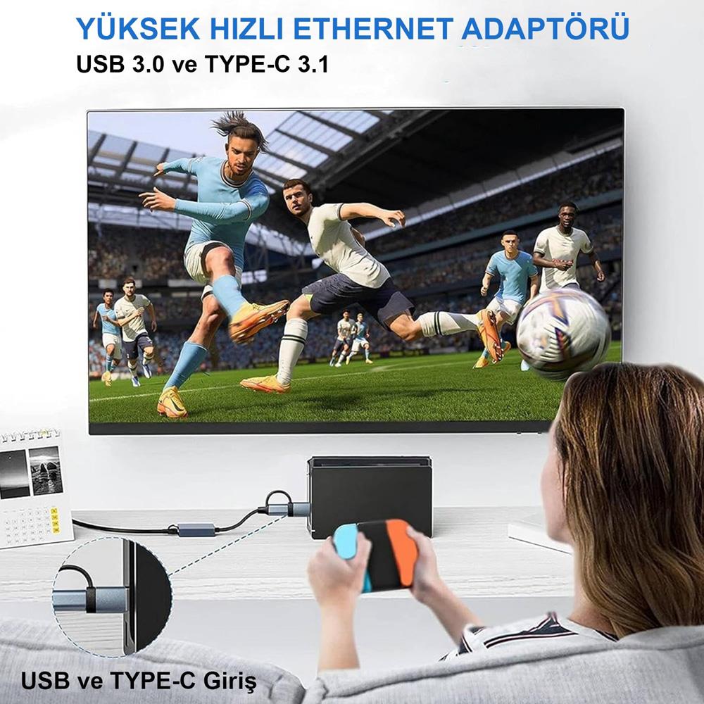 Inca IUTP-01TX USB 3.0 & Type-C 3.1 Ethernet RJ45 1000Mbps Aluminyum ...